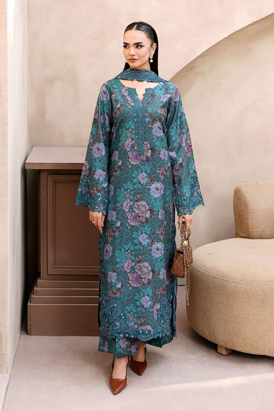 Raw Silk Embroidered Dresses, Ramsha Dresses Online in Pakistan